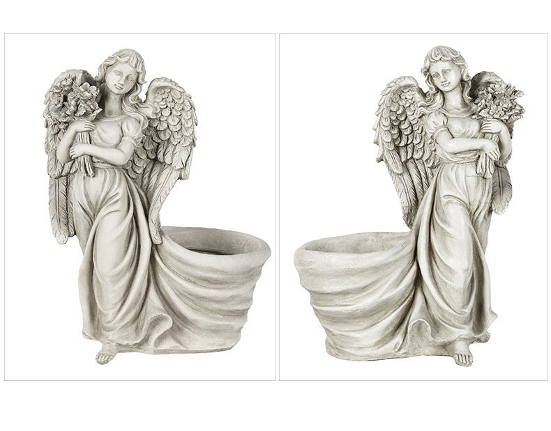 Angel with Pot Garden Statue Plant Holder 30cm, Outdoor Plant Holder O ...