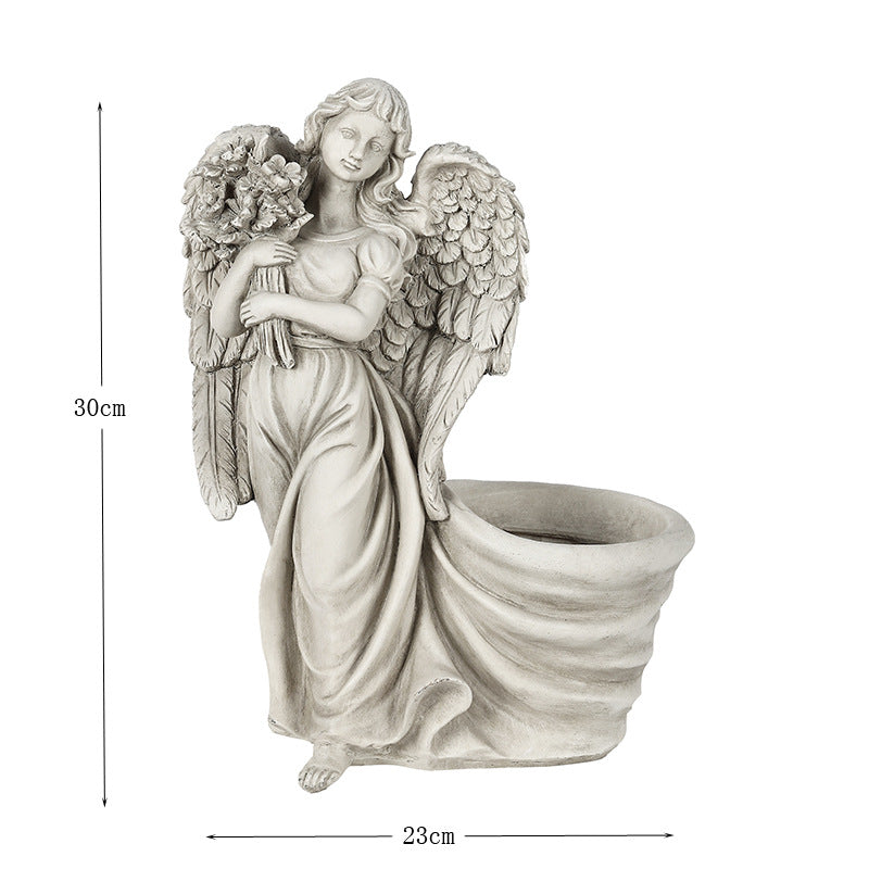 Angel with Pot Garden Statue Plant Holder 30cm, Outdoor Plant Holder O ...
