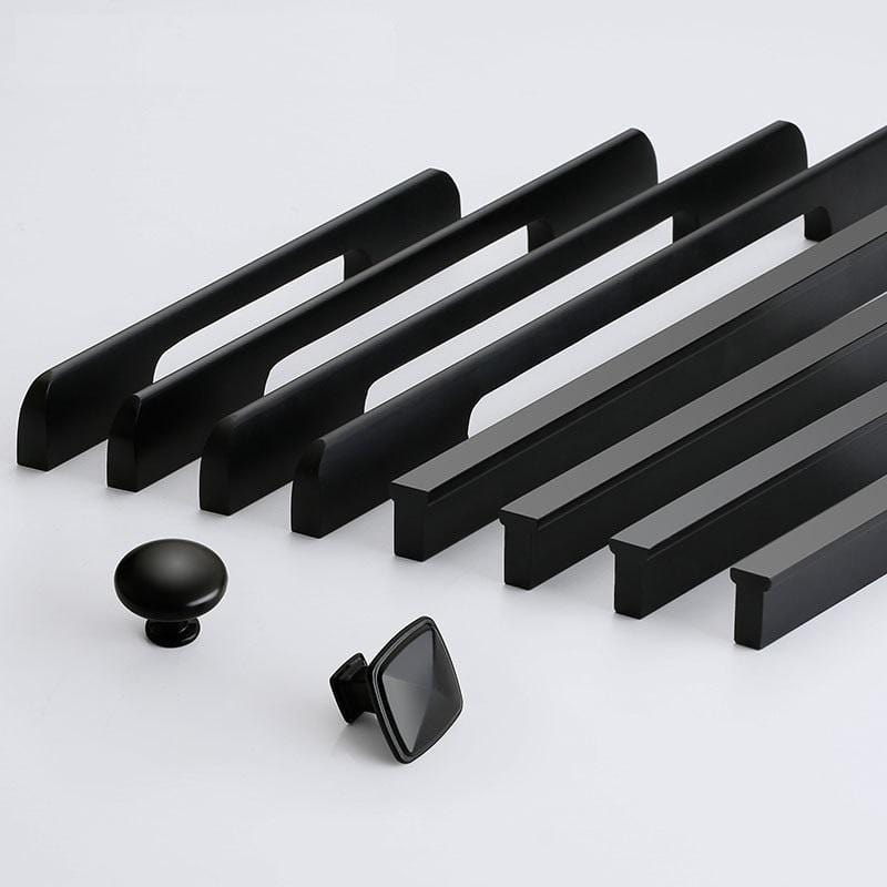 Contemporary Modern Long Slim Black Metal Cabinet Door Drawer Handles ...