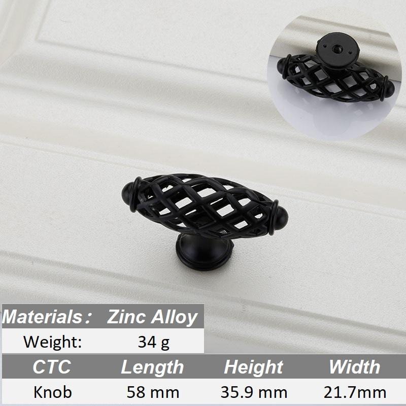 Hampton Style Black Metal Cabinet Drawer Handles and Knobs – Aloak