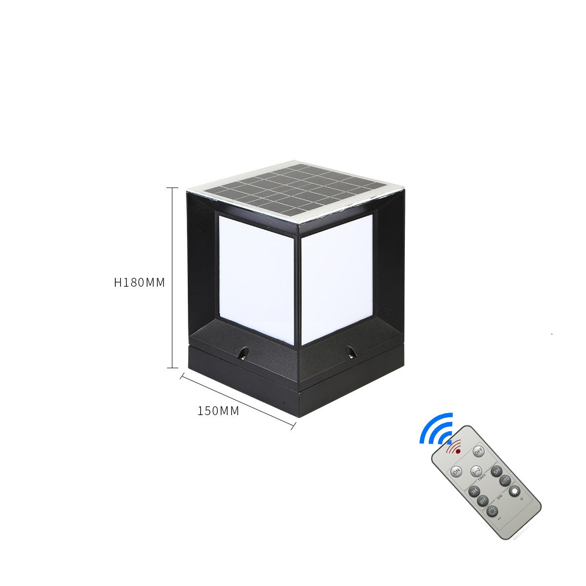 Modern Cubic Black Fence Post Top LED Solar Lights - Pillar Solar Ligh ...